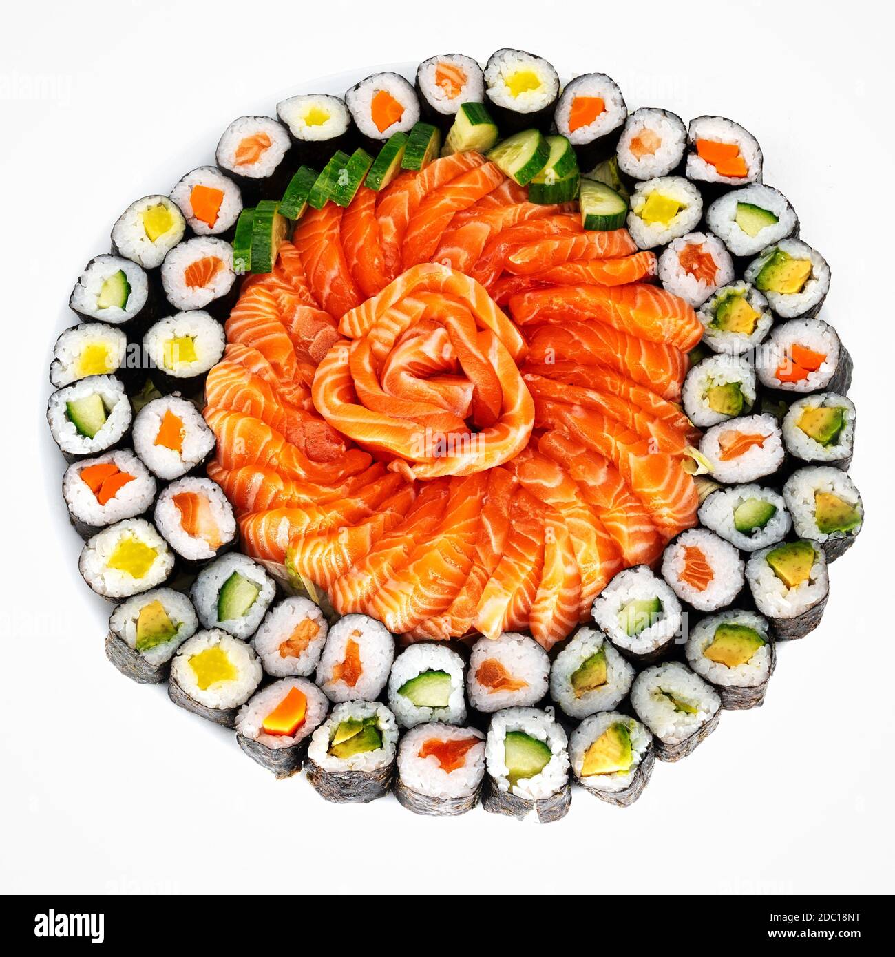 Sushi and Maki, japanese food isolated on white background Stock Photo ...