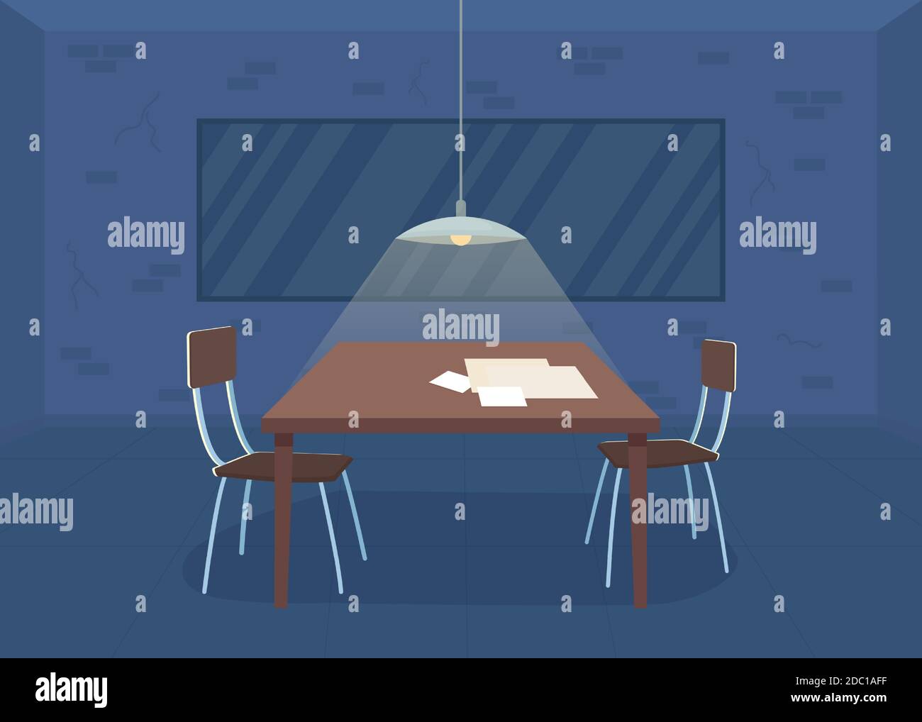 Interrogation room flat color vector illustration Stock Vector Image ...