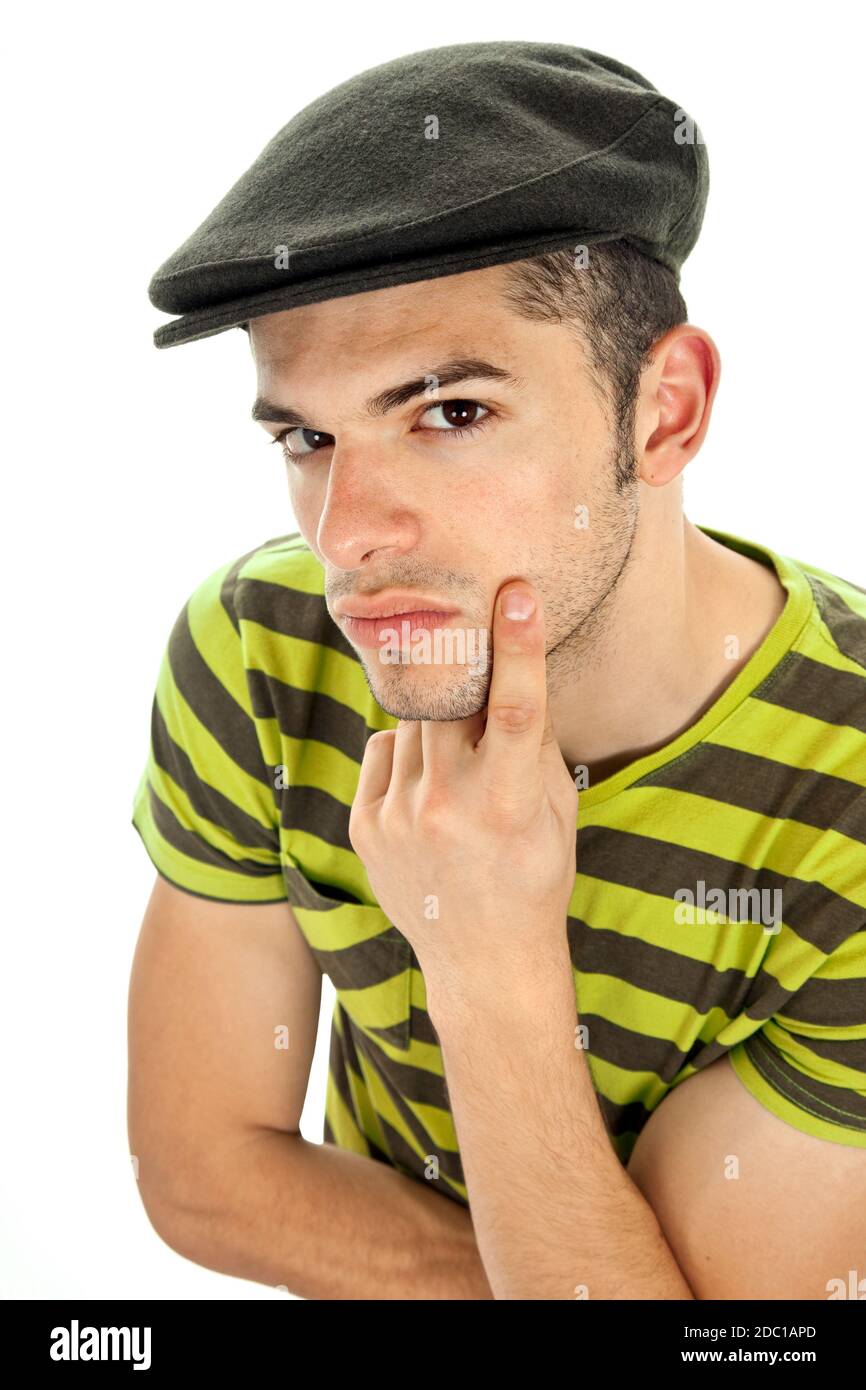 young smart man portrait in a white background Stock Photo - Alamy