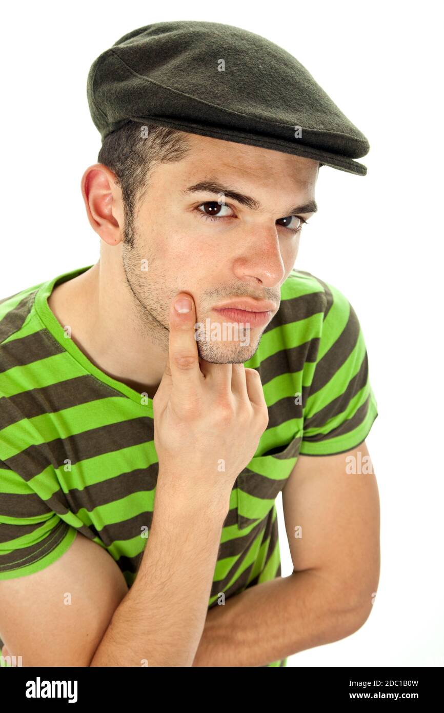young smart man portrait in a white background Stock Photo - Alamy