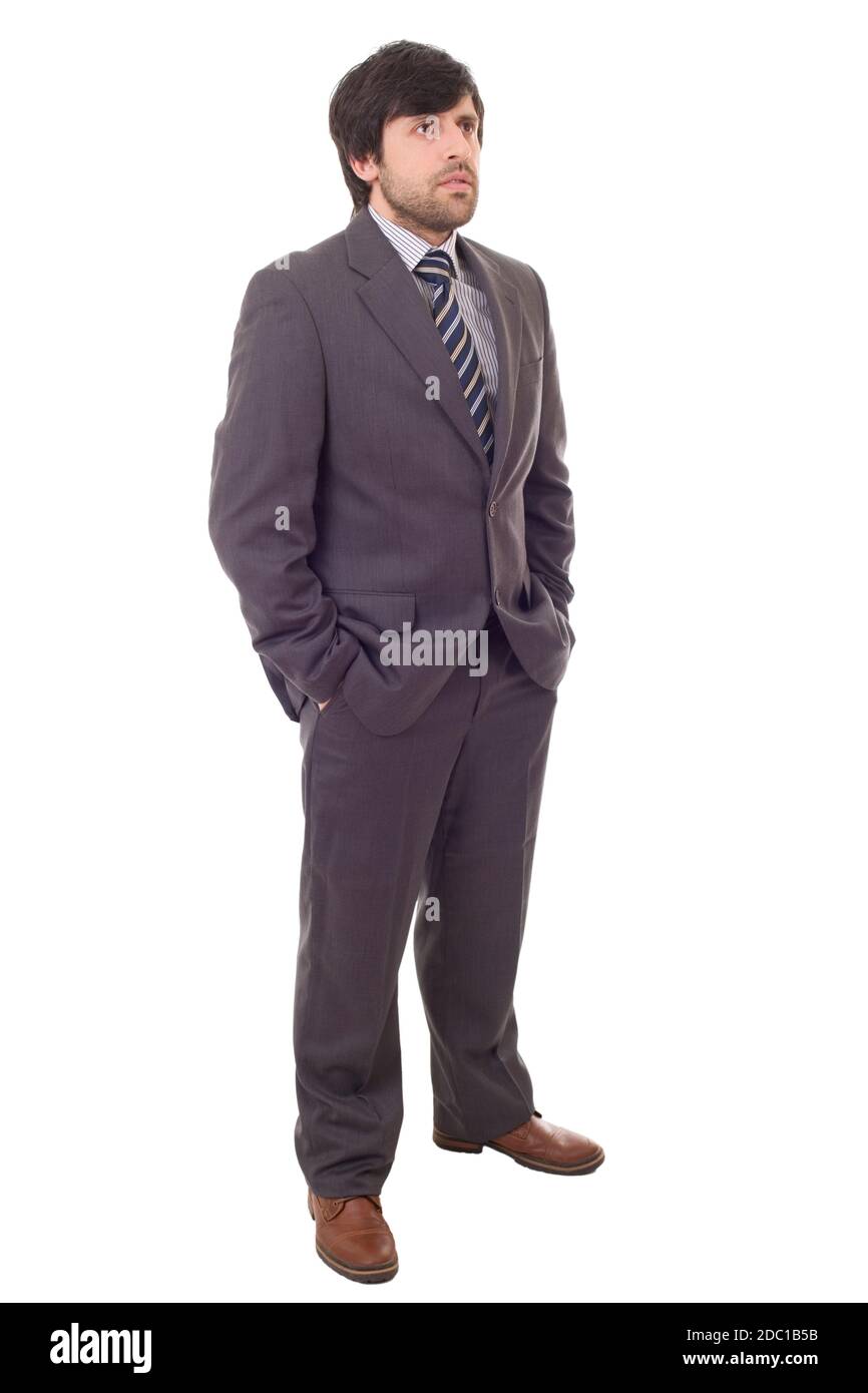 businessman thinking, full body, isolated on white background Stock ...