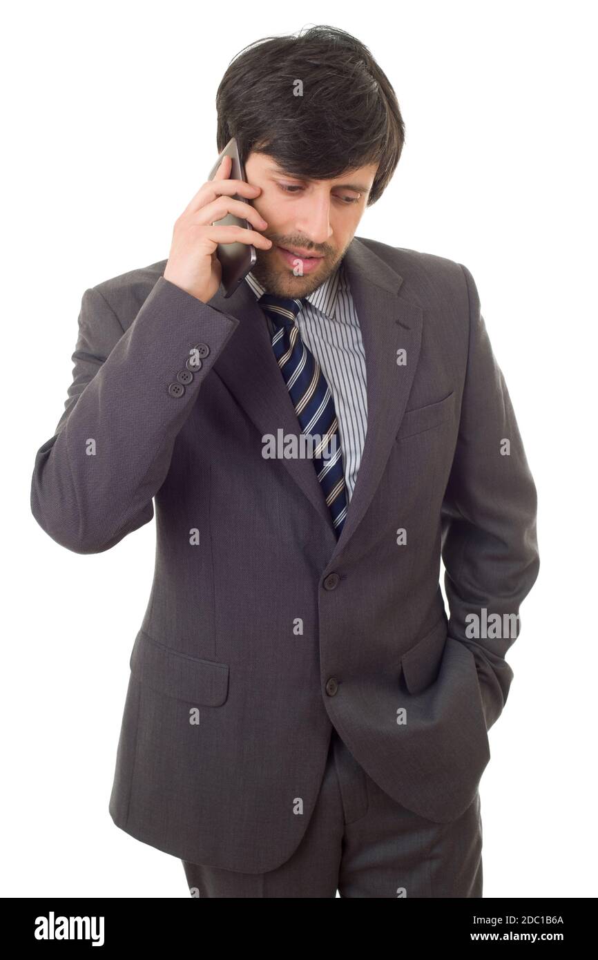 happy business man on the phone, isolated Stock Photo - Alamy