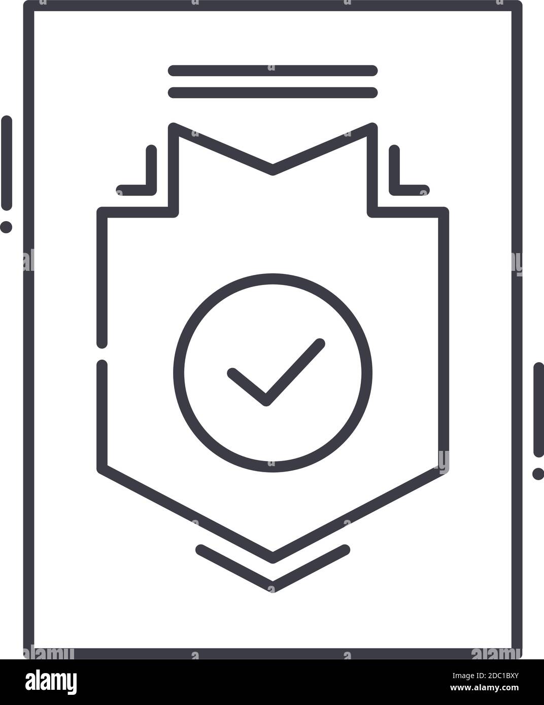 Confirmation document icon, linear isolated illustration, thin line ...