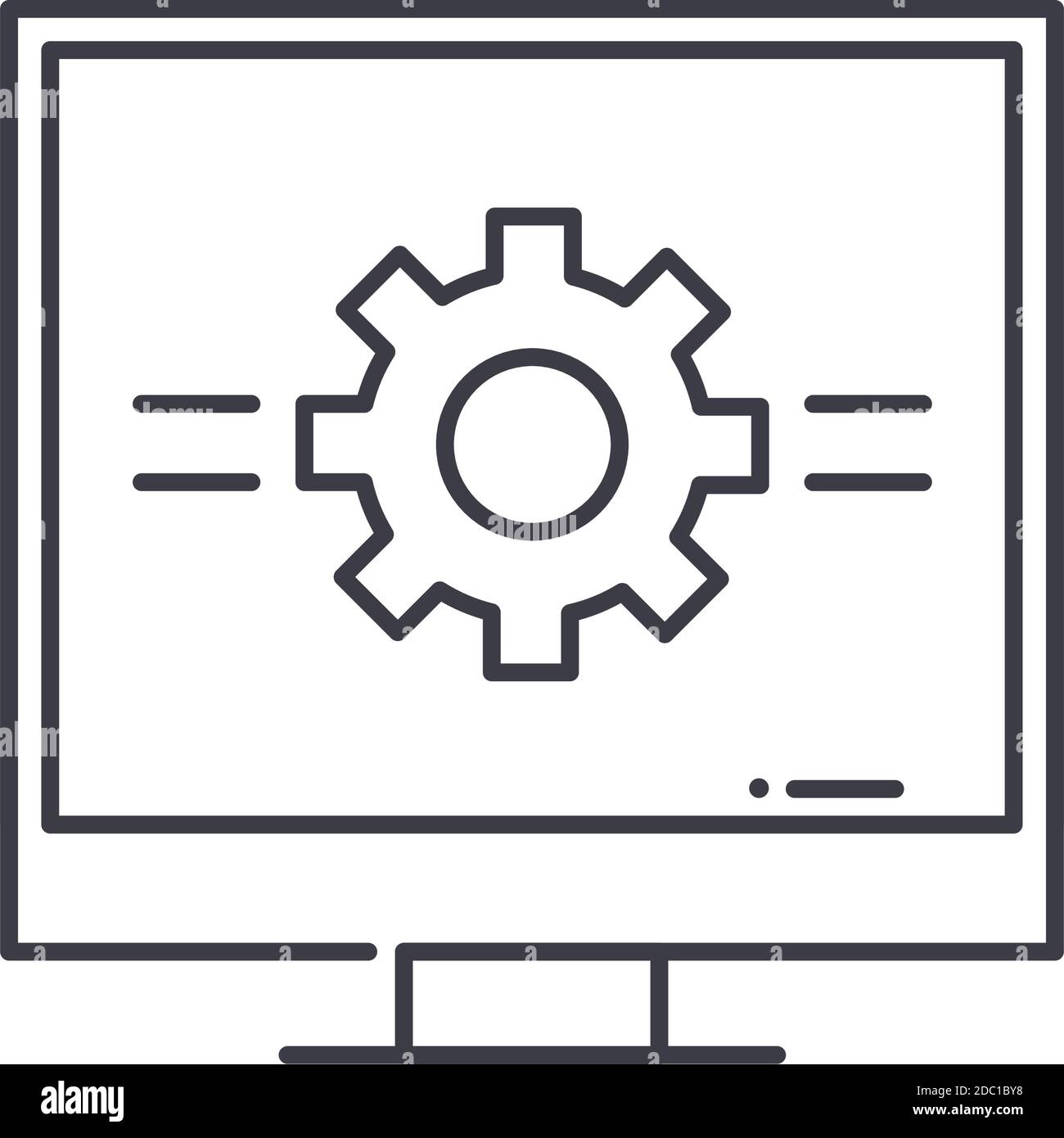 Computer monitor concept icon, linear isolated illustration, thin line ...