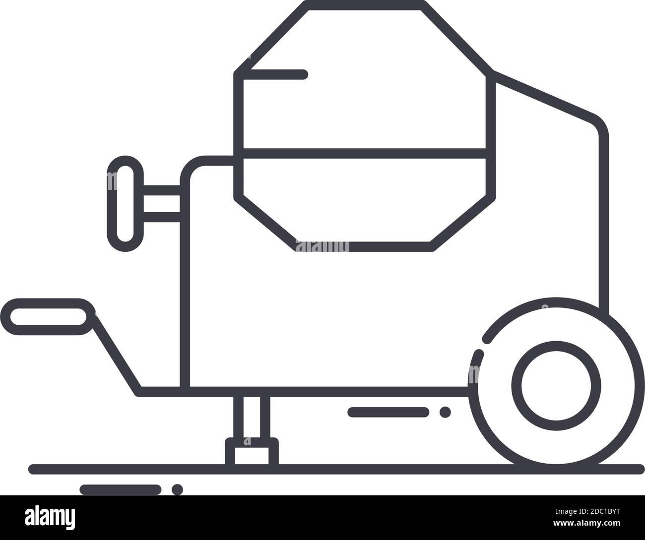 Concrete mixer icon, linear isolated illustration, thin line vector ...