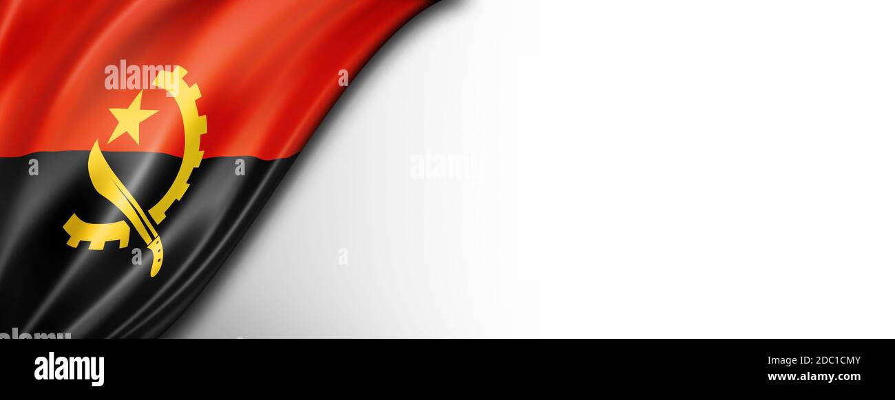 Angola flag isolated on white. Horizontal panoramic banner Stock Photo ...