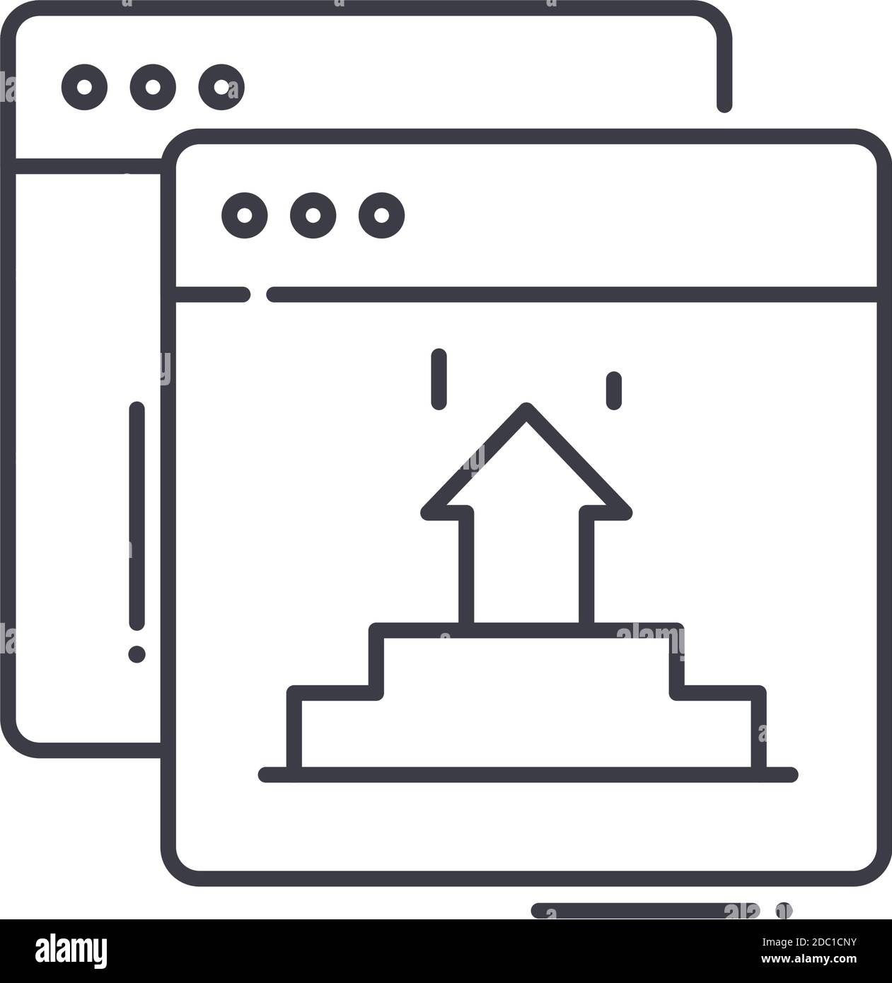 Content development icon, linear isolated illustration, thin line ...