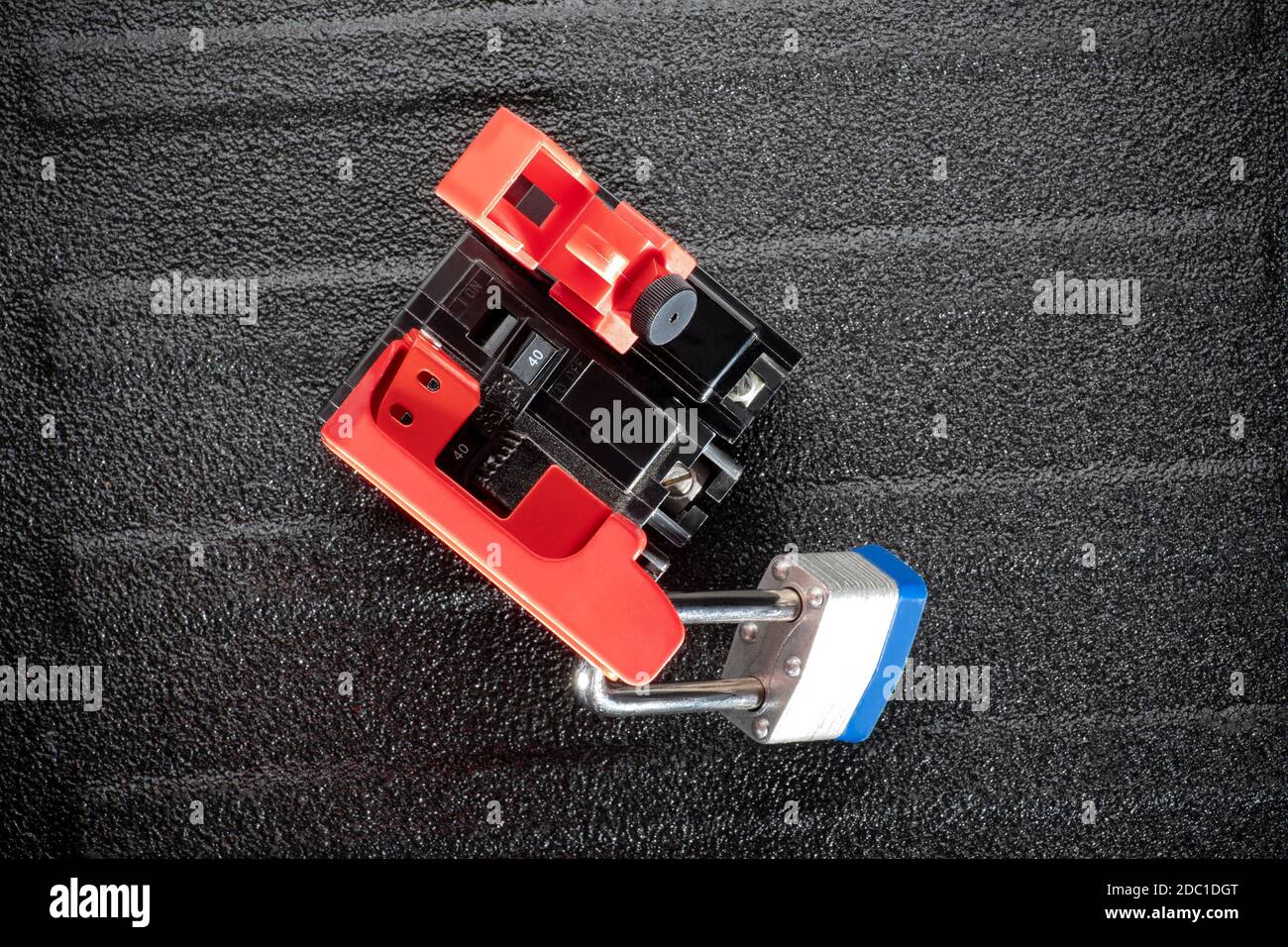 circuit breaker switch lockout devices attached to single pole and ...