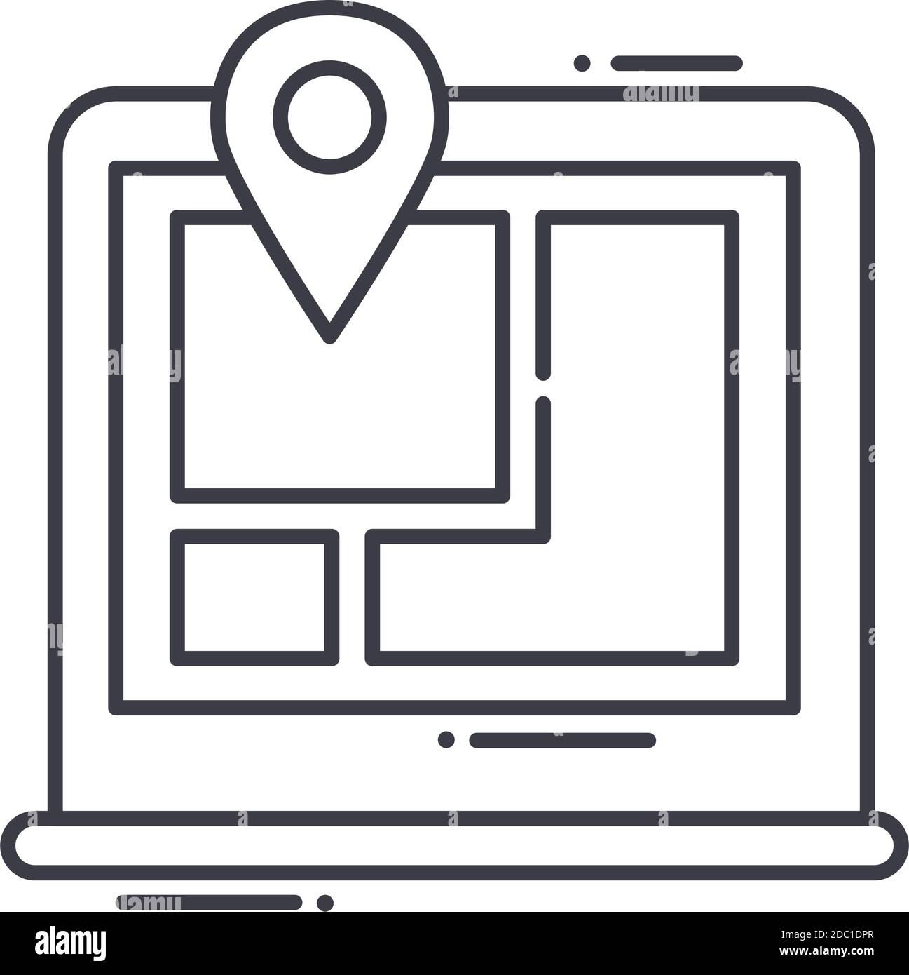 Computer map icon, linear isolated illustration, thin line vector, web ...