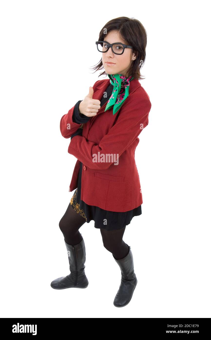 young beautiful woman full body going thumb up, isolated Stock Photo ...
