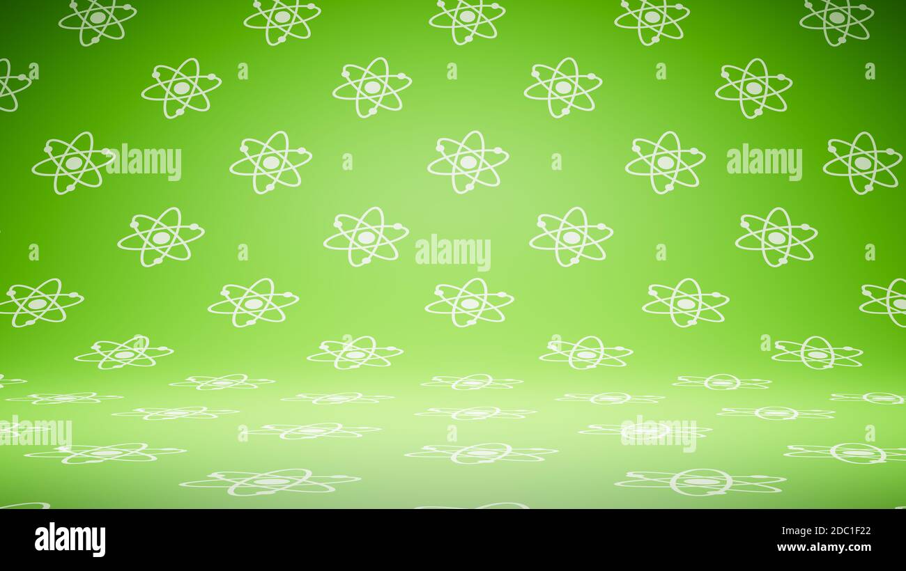 Empty Blank Green and White Atom Symbol Pattern Studio Background 3D ...