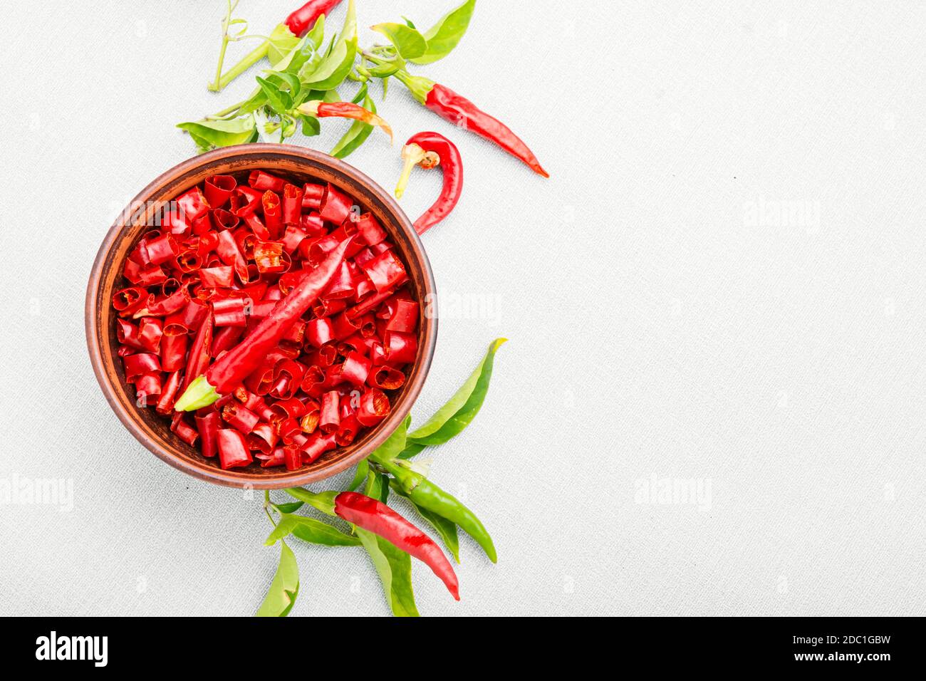 Sliced red hot chili peppers.Red pepper.Copy space Stock Photo - Alamy