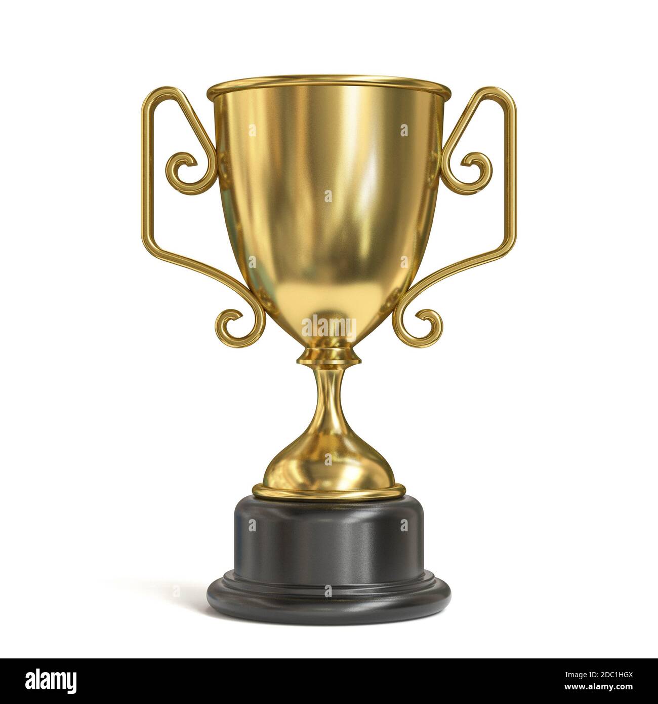 Golden trophy 3D render illustration isolated on white background Stock ...