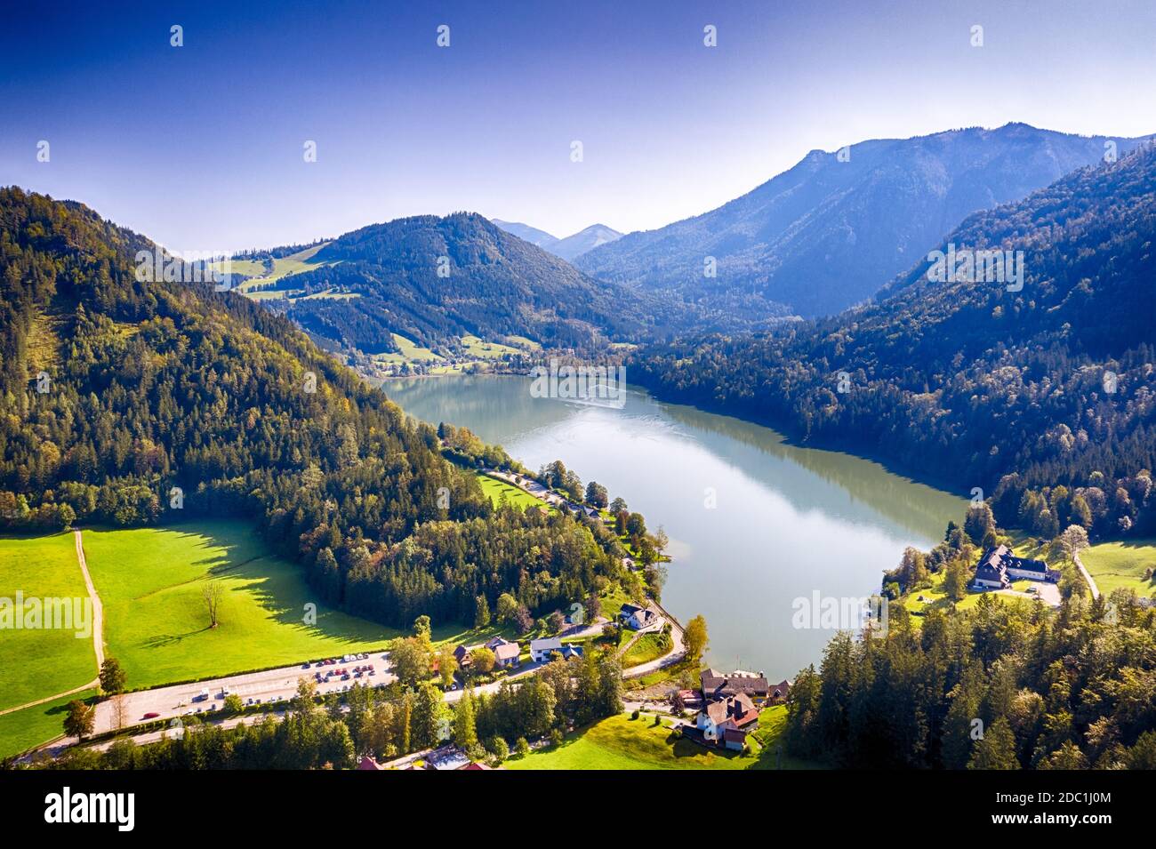Lunzer See in the Ybbstal Alps. Aerial view to the idyllic lake in ...