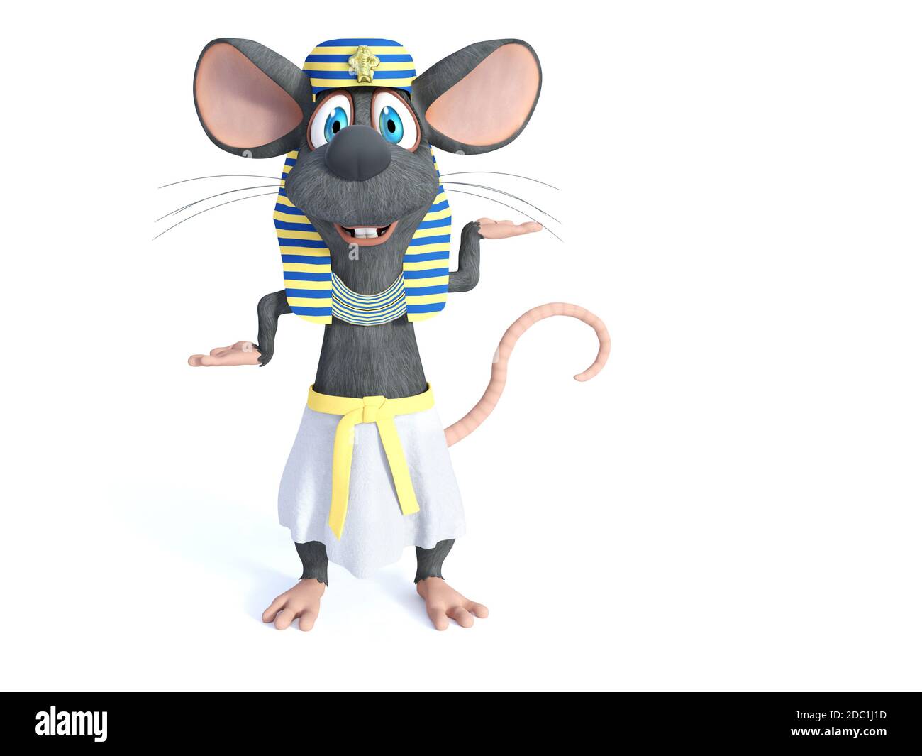 3D rendering of a cute smiling cartoon mouse dressed in an ancient ...