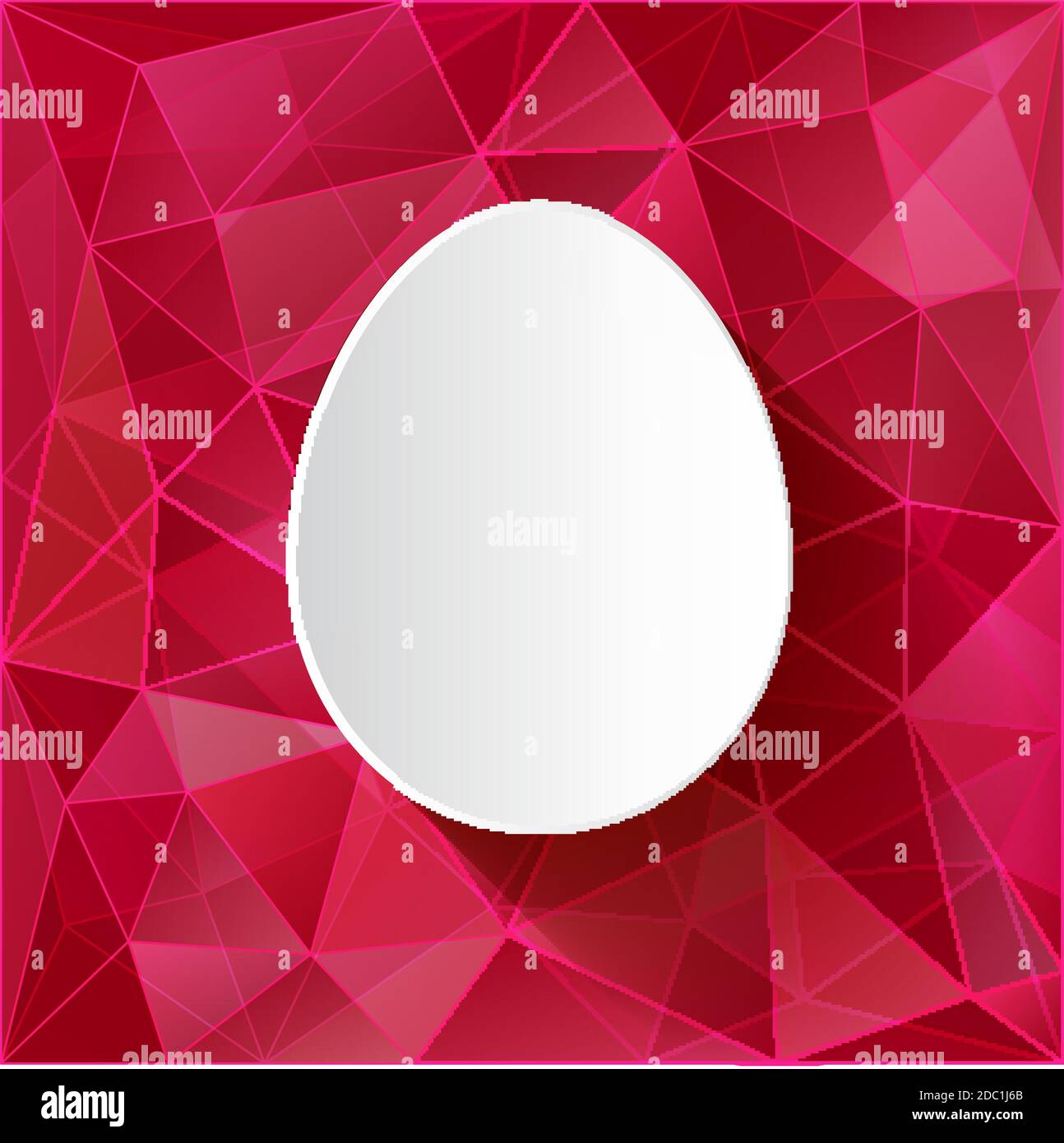 Easter card - white paper cut egg on triangles tessellation background ...