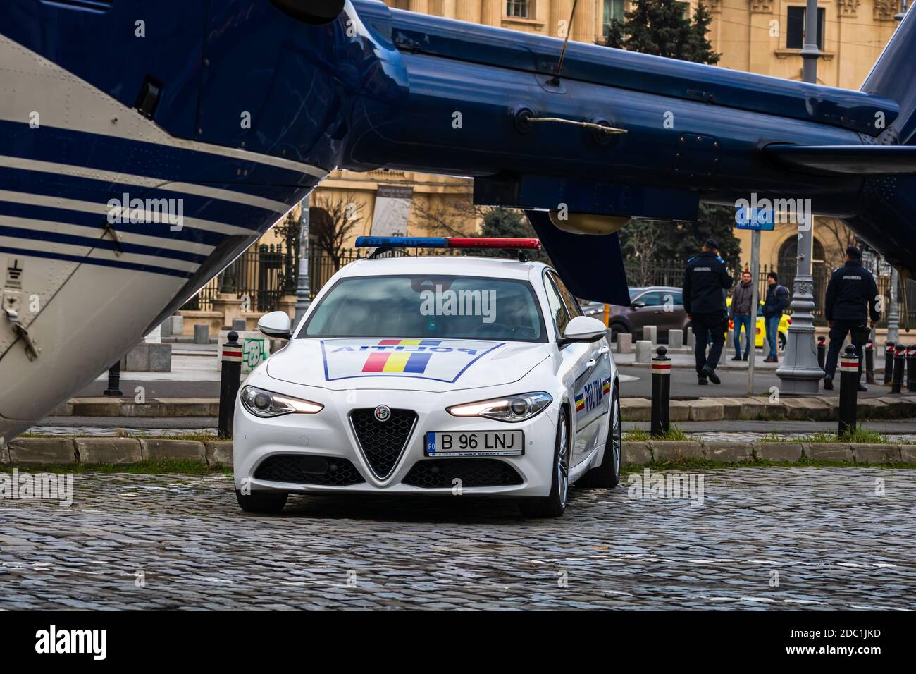 Alfa Romeo Giulia police car, Romanian police (Politia Rutiera) in a ...