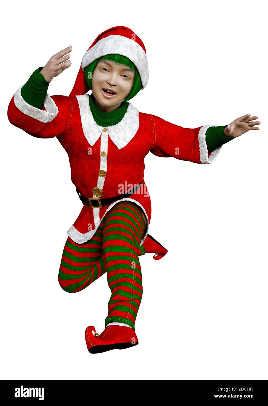 3D rendering of a little Christmas elf isolated on white background ...