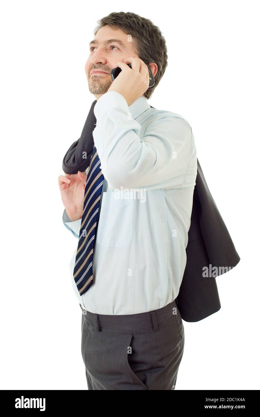 happy business man on the phone, isolated Stock Photo - Alamy