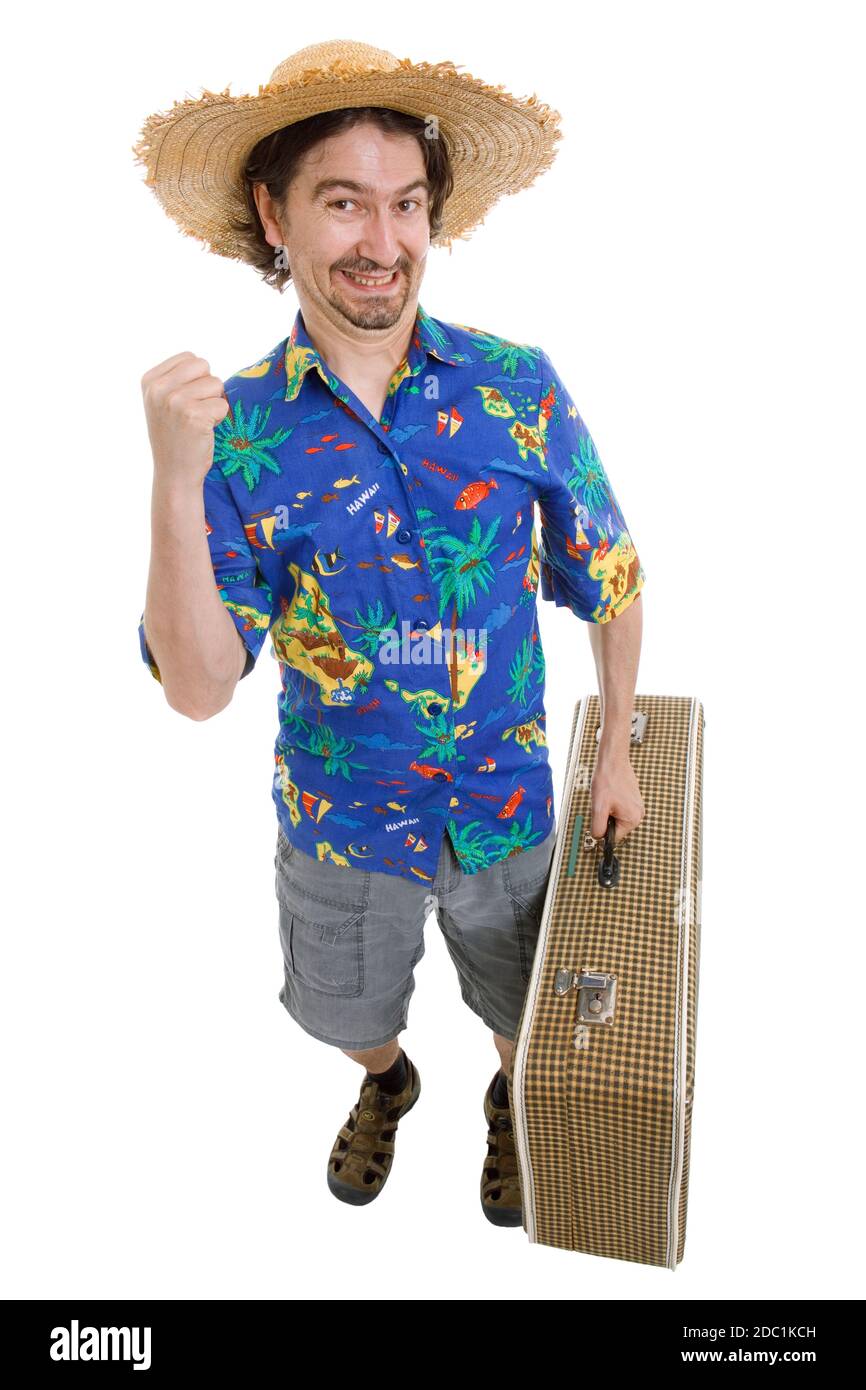 young silly man traveler, full body, isolated Stock Photo - Alamy