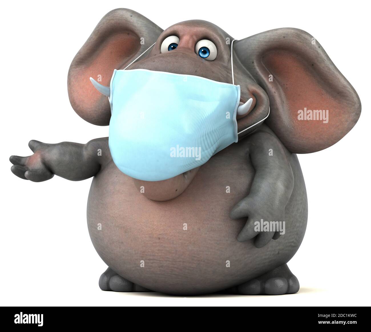 Fun 3D illustration of an elephant with a mask Stock Photo - Alamy