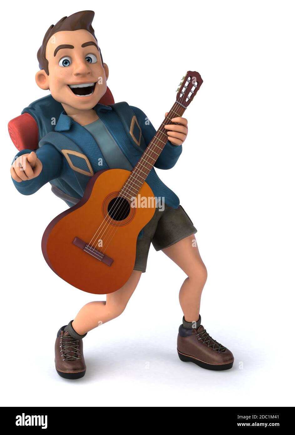 Fun illustration of a 3D cartoon backpacker Stock Photo - Alamy