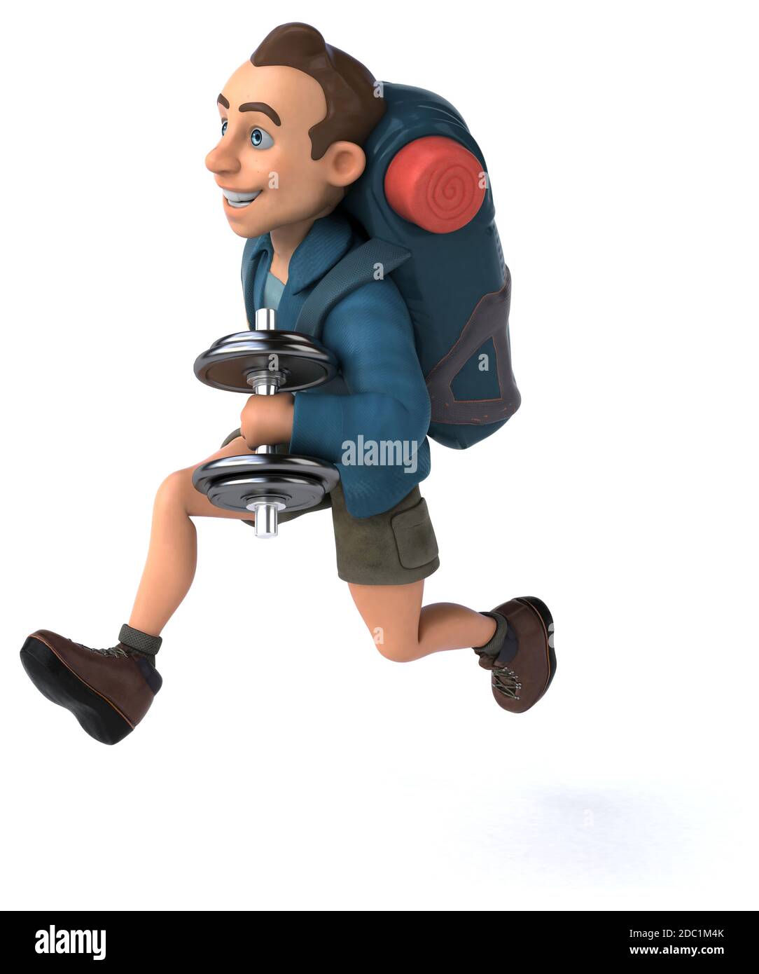 Fun illustration of a 3D cartoon backpacker Stock Photo - Alamy