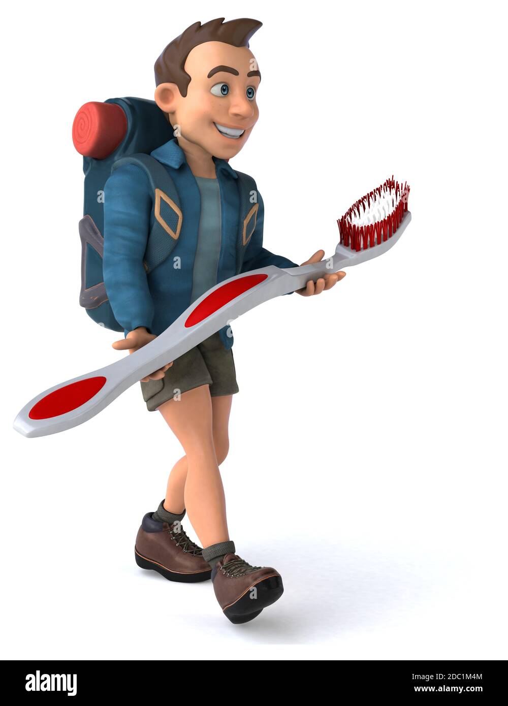 Fun illustration of a 3D cartoon backpacker Stock Photo - Alamy
