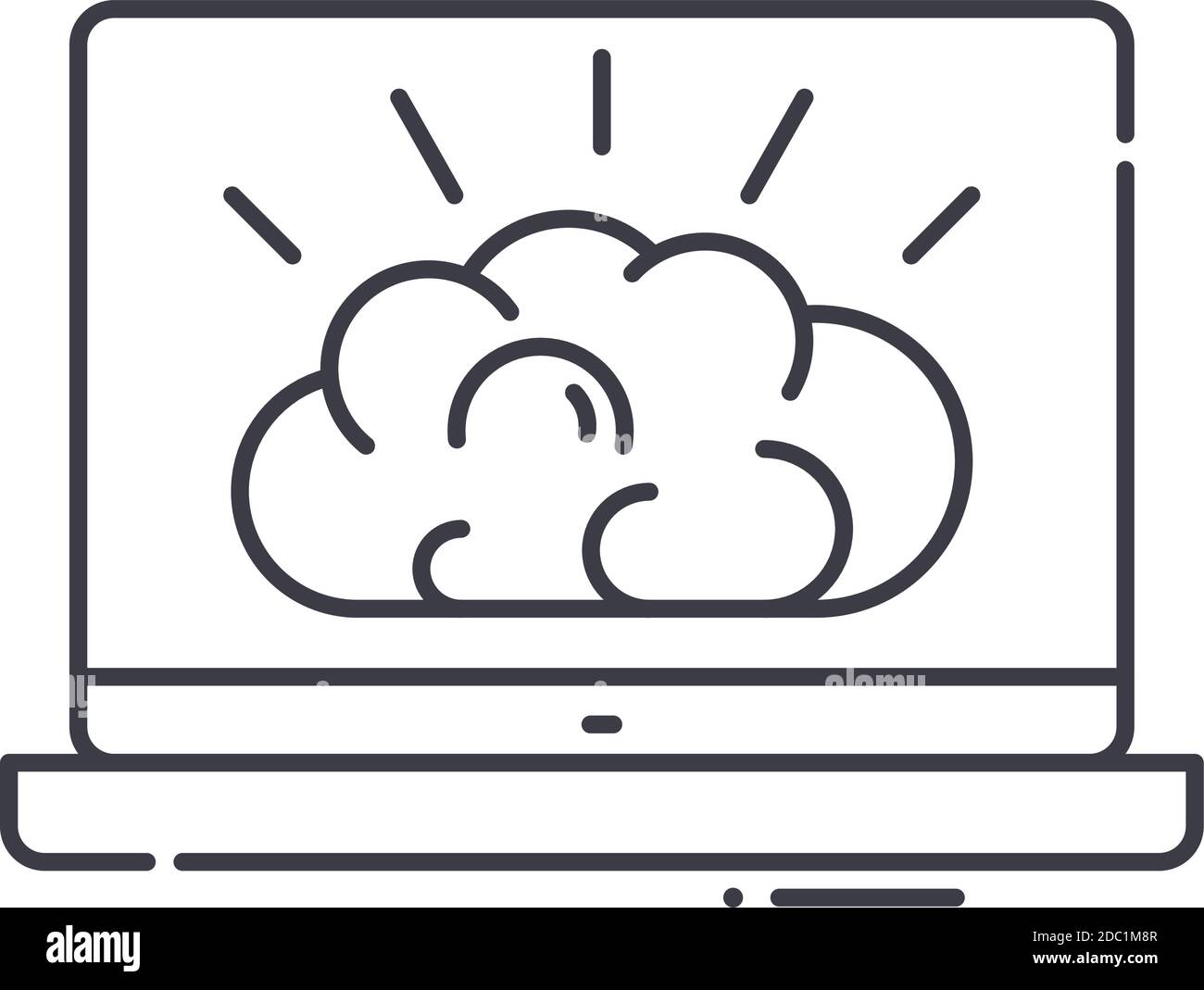 Computer research icon, linear isolated illustration, thin line vector ...