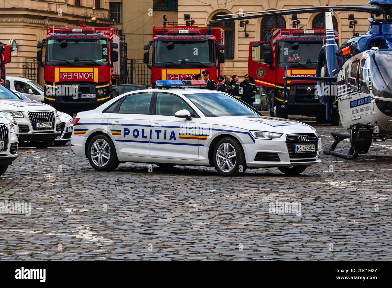 Modern Audi police car, Romanian police (Politia Rutiera) in a special ...