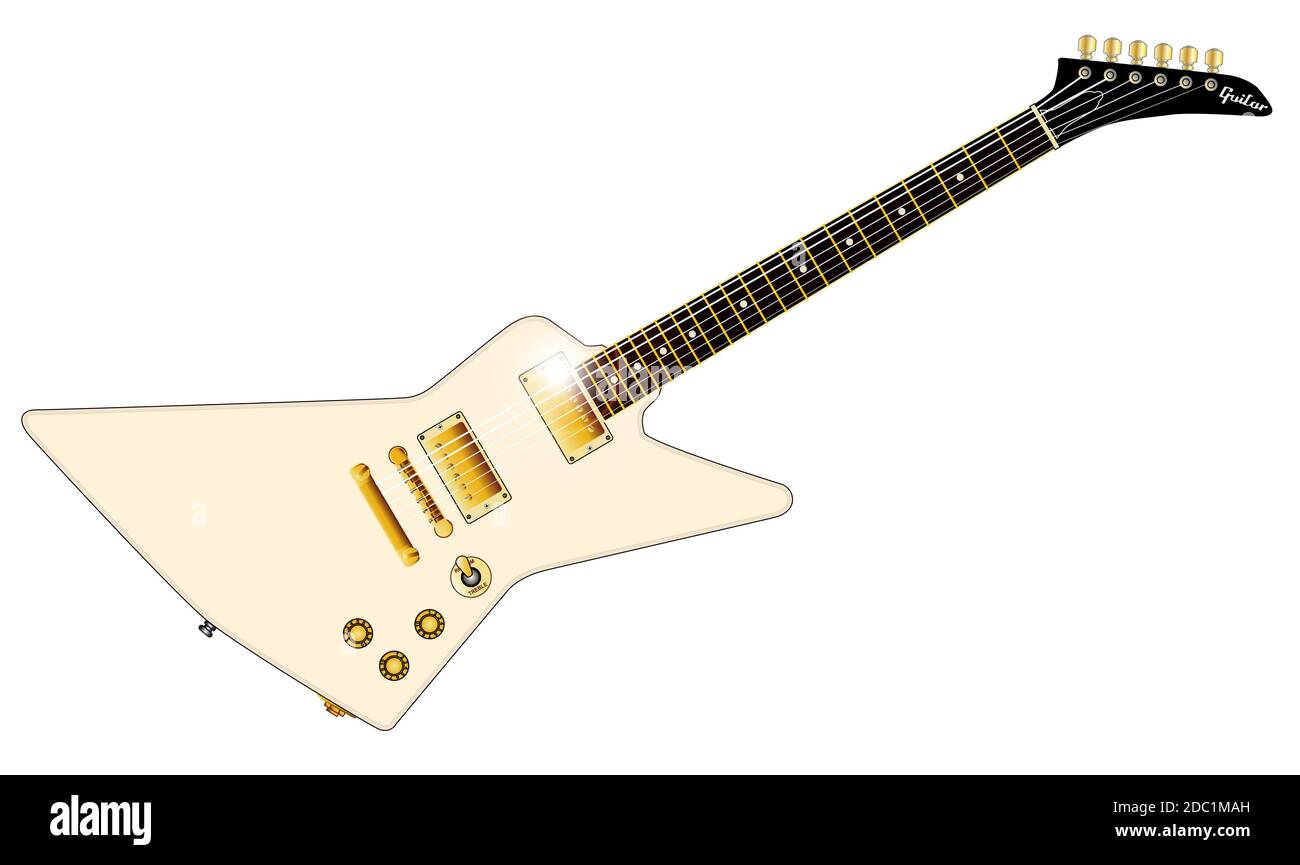 A modern looking electric guitar isolated on a white background Stock ...