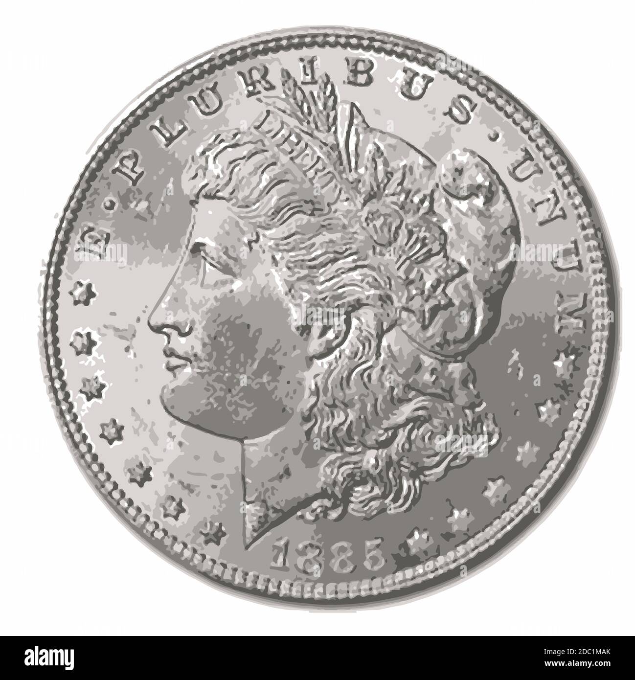 The face of a US coin over a white background Stock Photo - Alamy