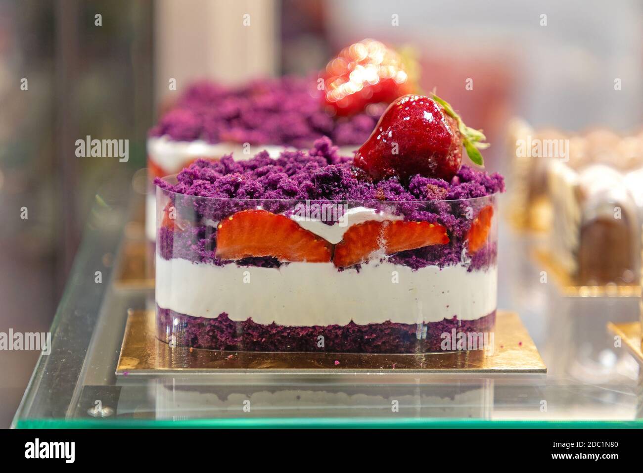 Piece of Mix Berry Layer Cake Patisserie Stock Photo - Alamy
