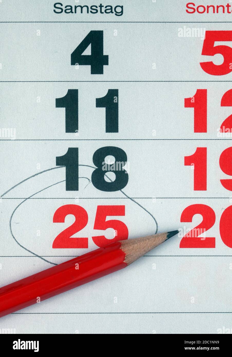 Detail of calendar showing date Stock Photo - Alamy
