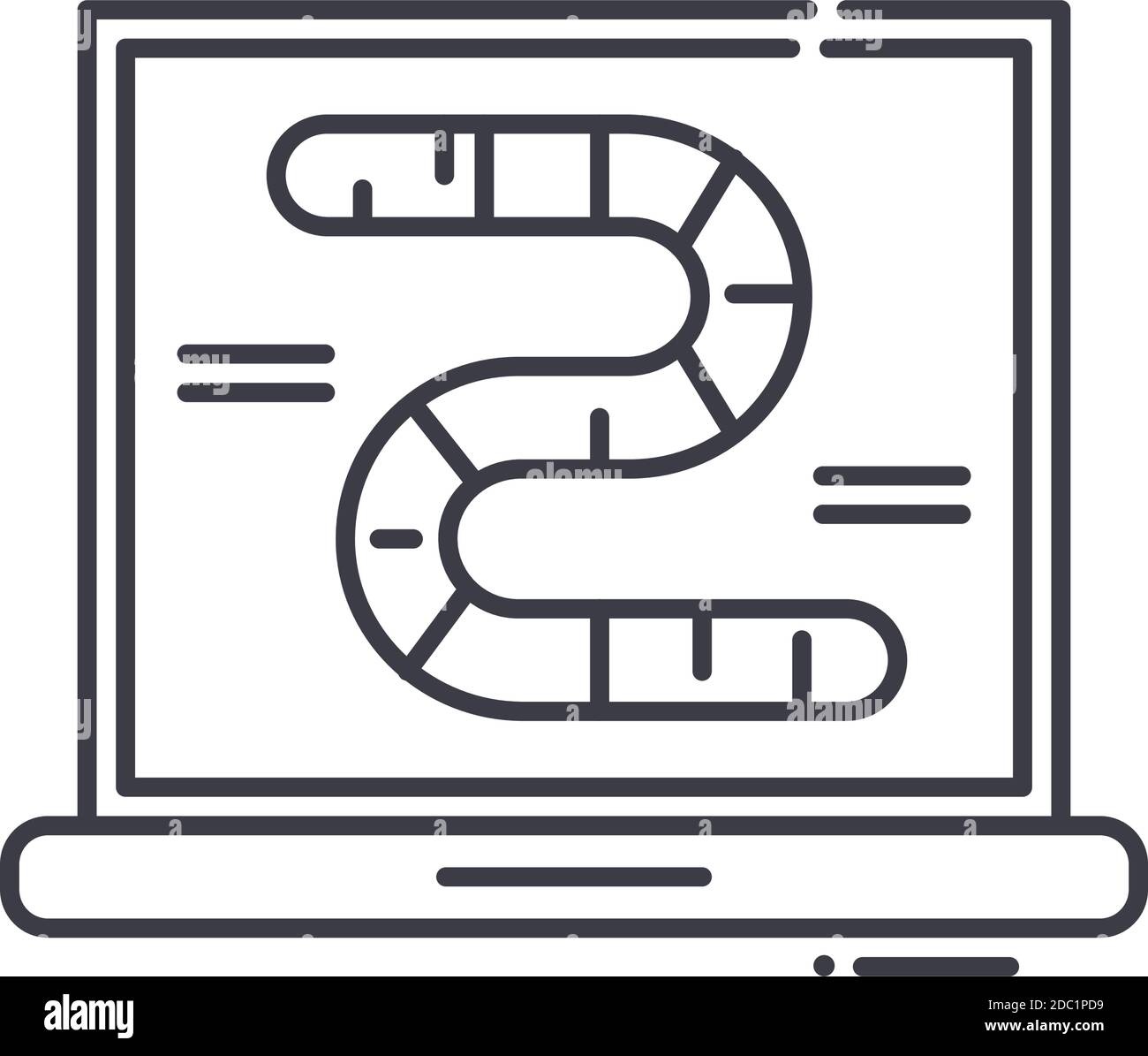 Computer worm icon, linear isolated illustration, thin line vector, web ...