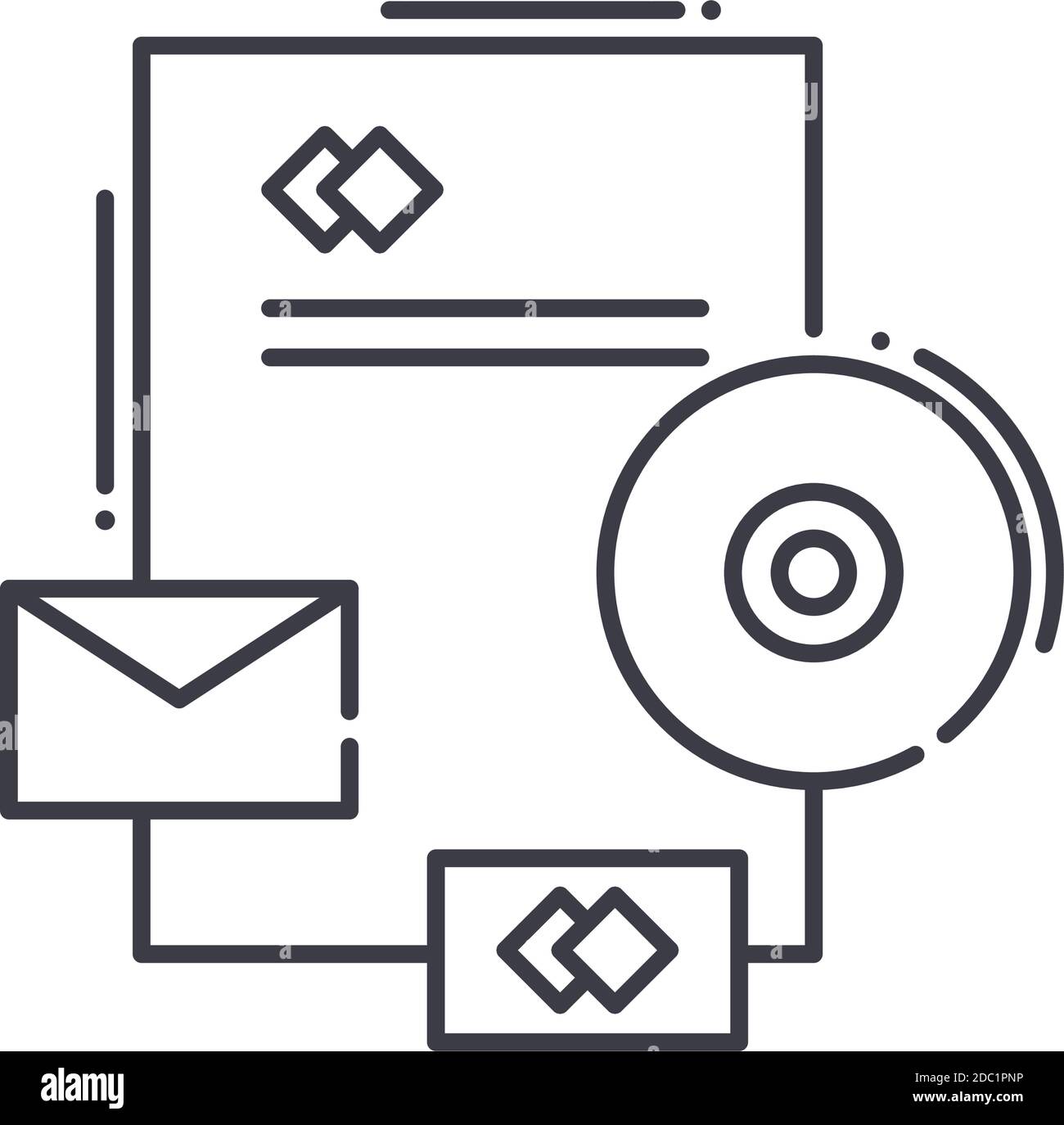 Corporate identity icon, linear isolated illustration, thin line vector ...