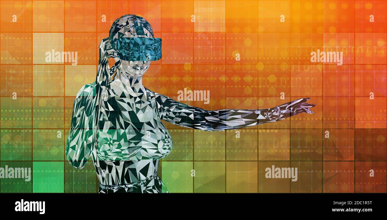 Futuristic Virtual Reality Background or VR AR XR Concept Stock Photo ...