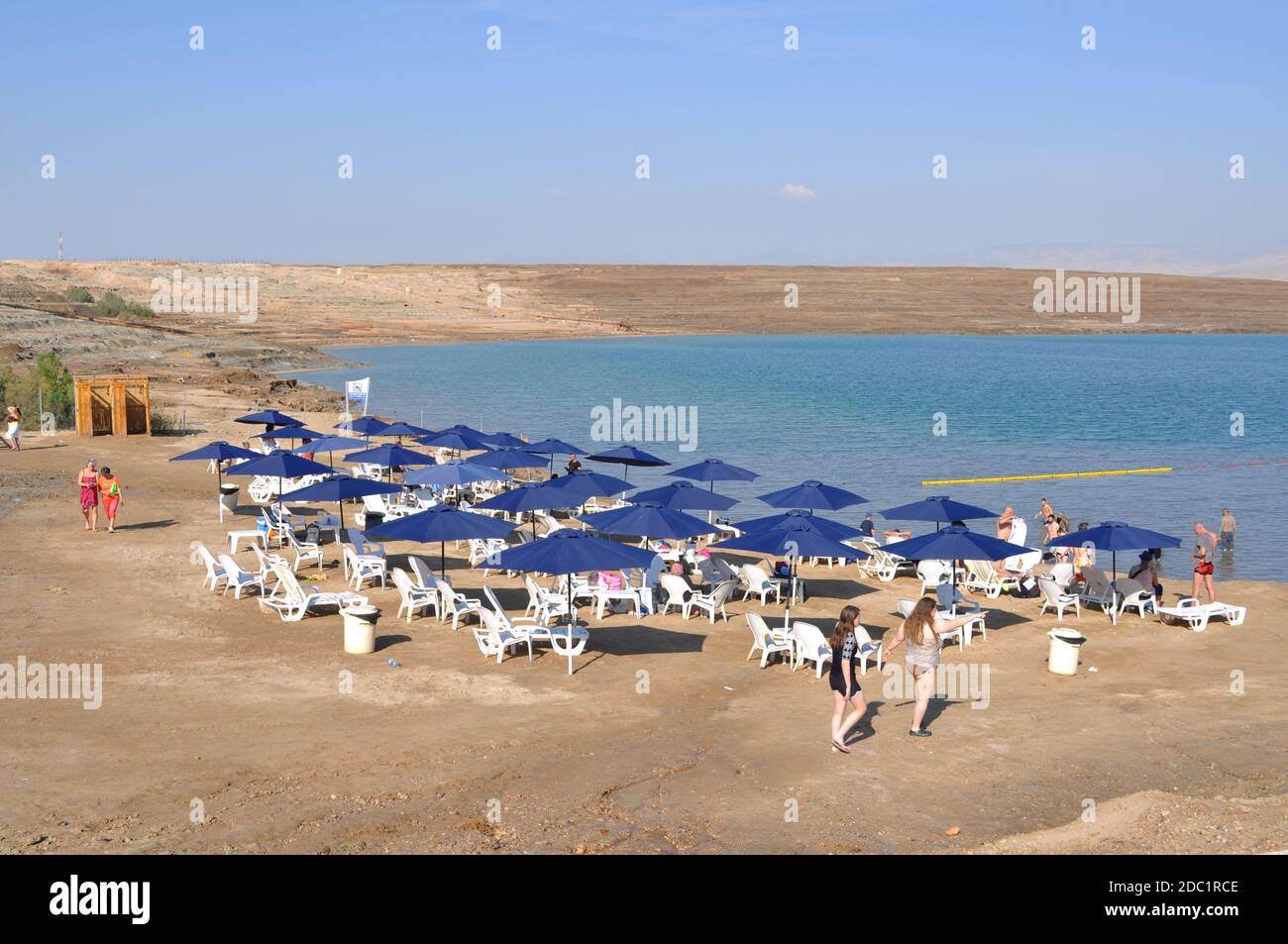 Beach shades & sitting area Dead Sea Stock Photo - Alamy