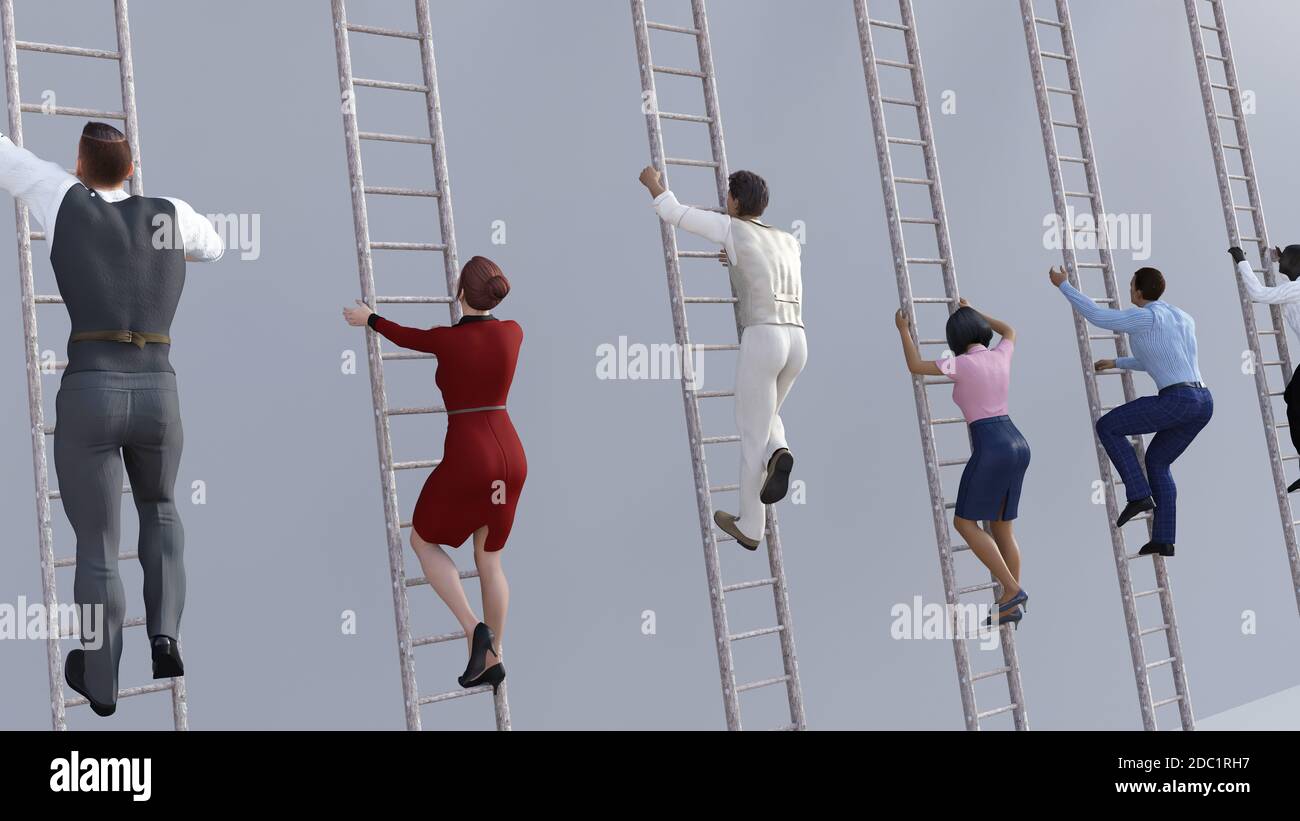 The Corporate Career Ladder with Job Competition Concept Stock Photo ...