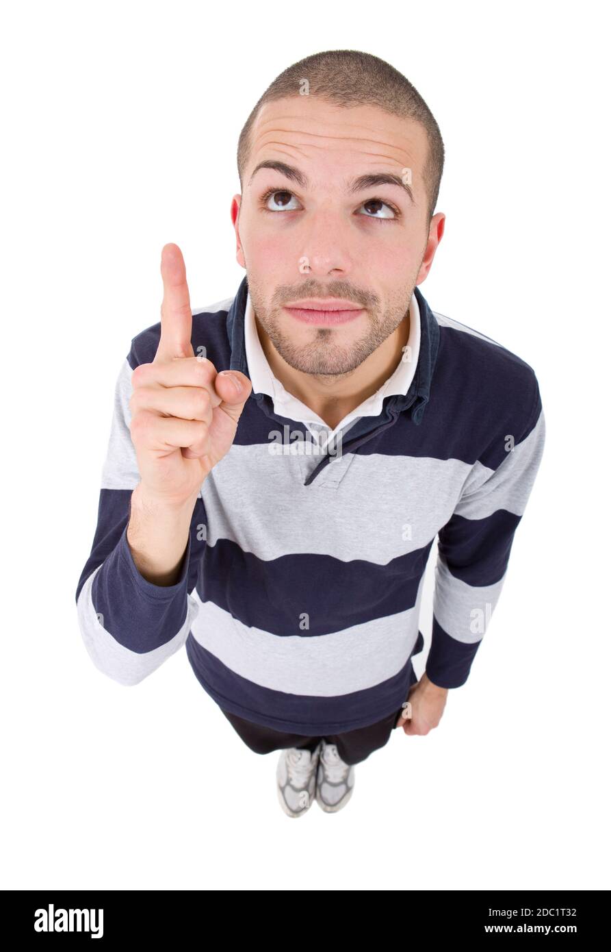 young casual man full body pointing, isolated on white Stock Photo - Alamy