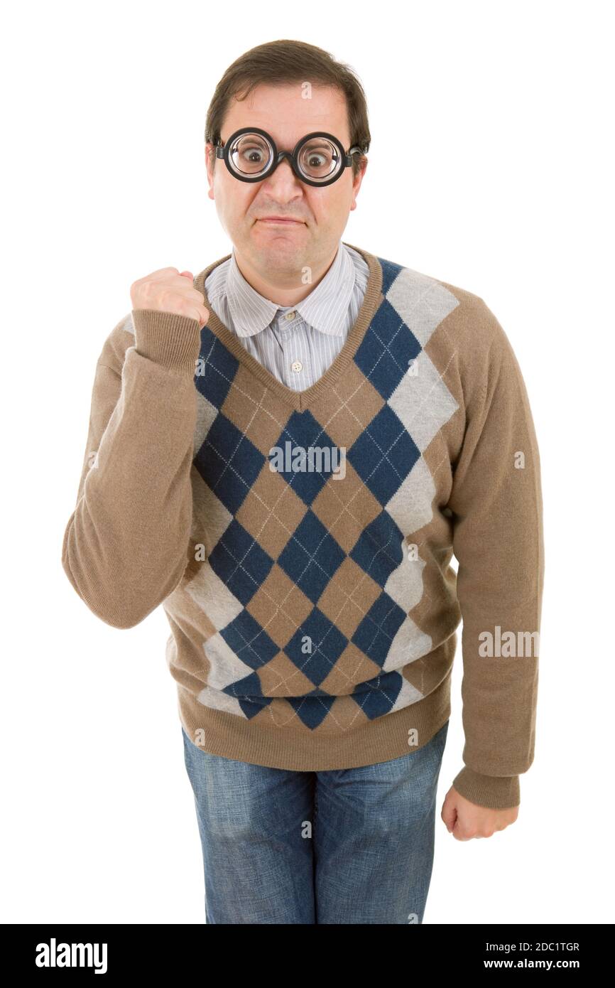 geek man isolated on white background Stock Photo - Alamy