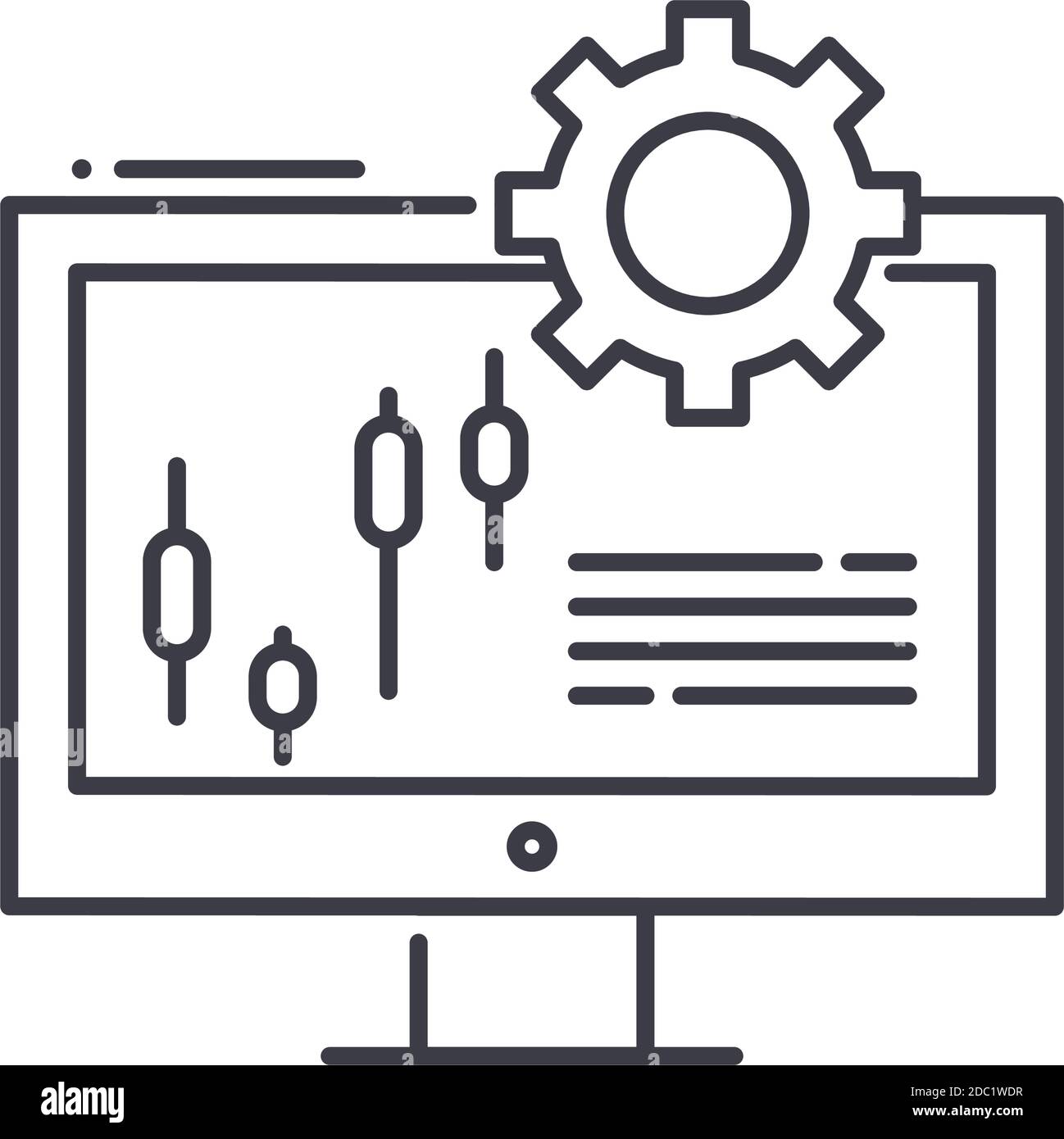 Computer trader icon, linear isolated illustration, thin line vector ...
