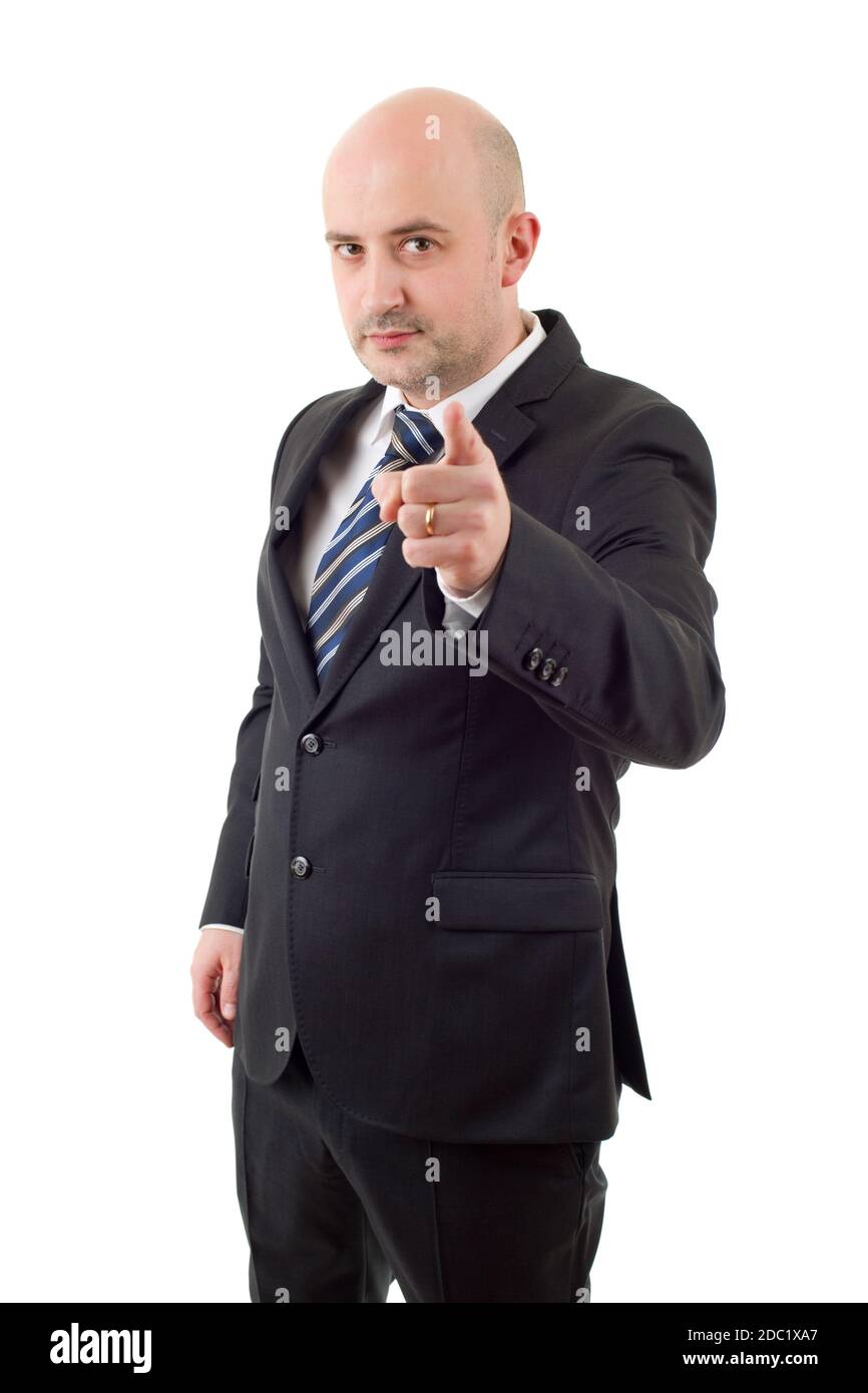 mad business man pointing, isolated on white Stock Photo - Alamy