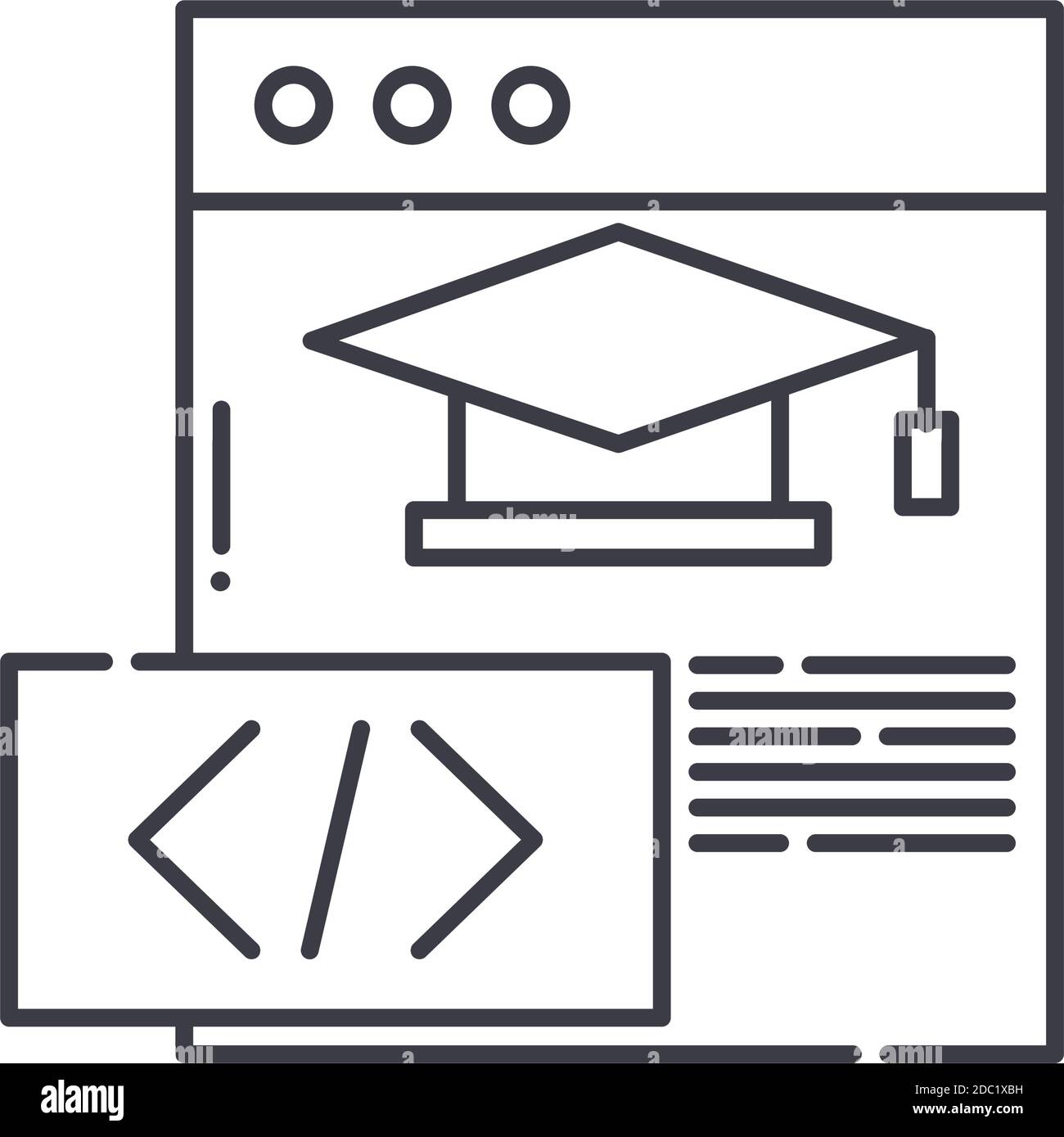 Course icon, linear isolated illustration, thin line vector, web design ...