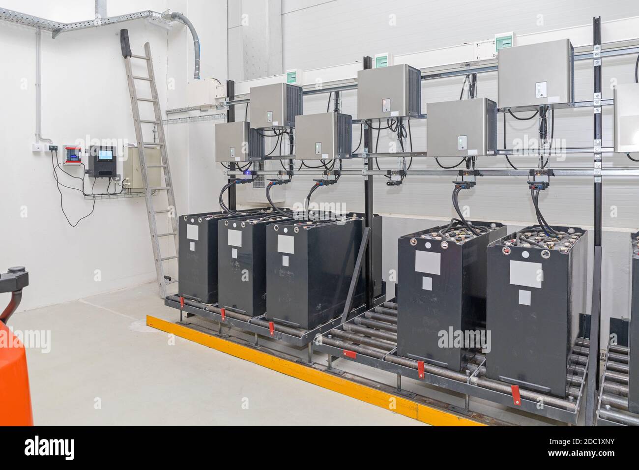 Commercial Chargin Station for Lead Acid Forklift Batteries Stock Photo ...