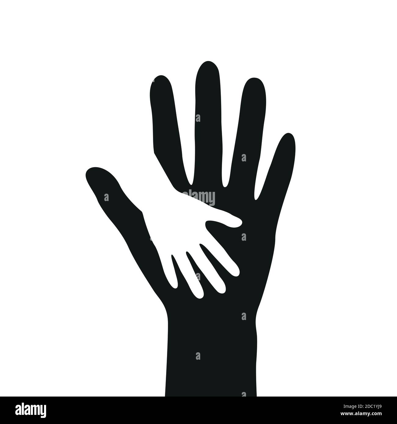 big and small black and white human hand isolated vector illustration ...