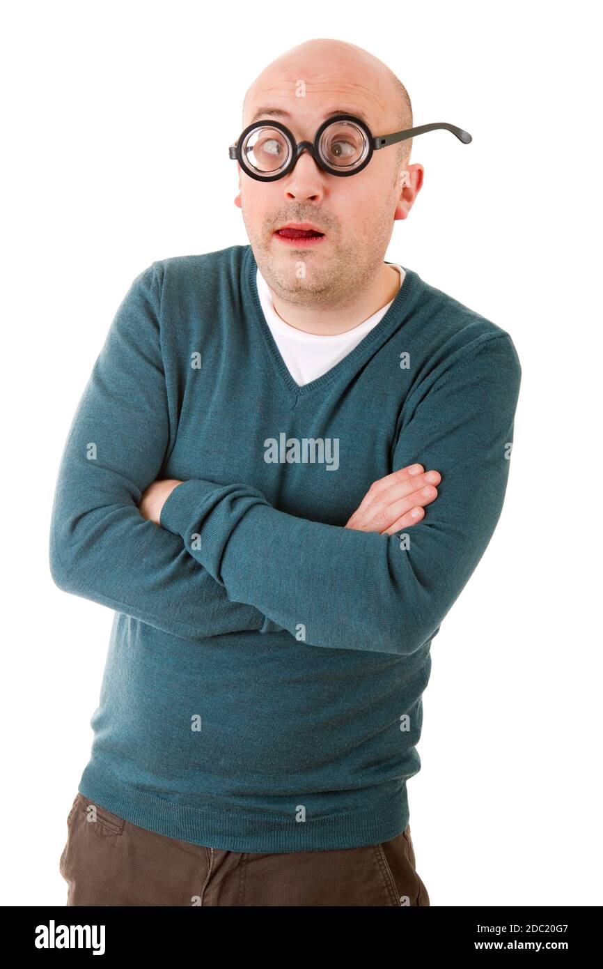 geek man isolated on white background Stock Photo - Alamy