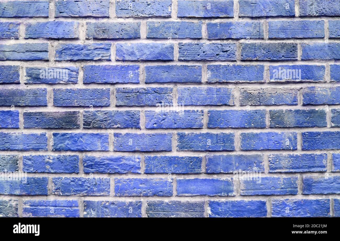 Blue rustic brick wall texture background Stock Photo - Alamy