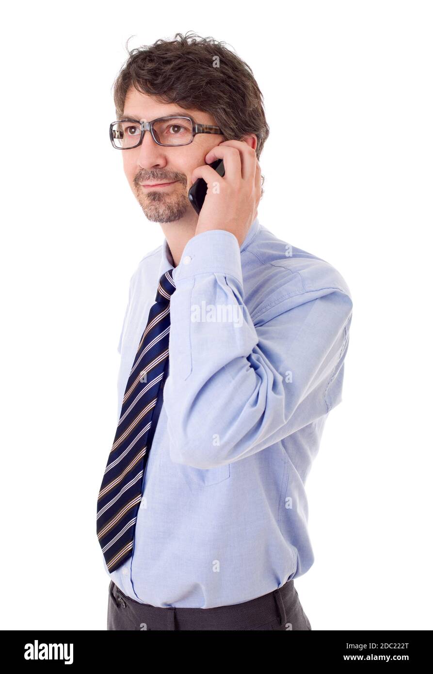 young business man on the phone, isolated Stock Photo - Alamy