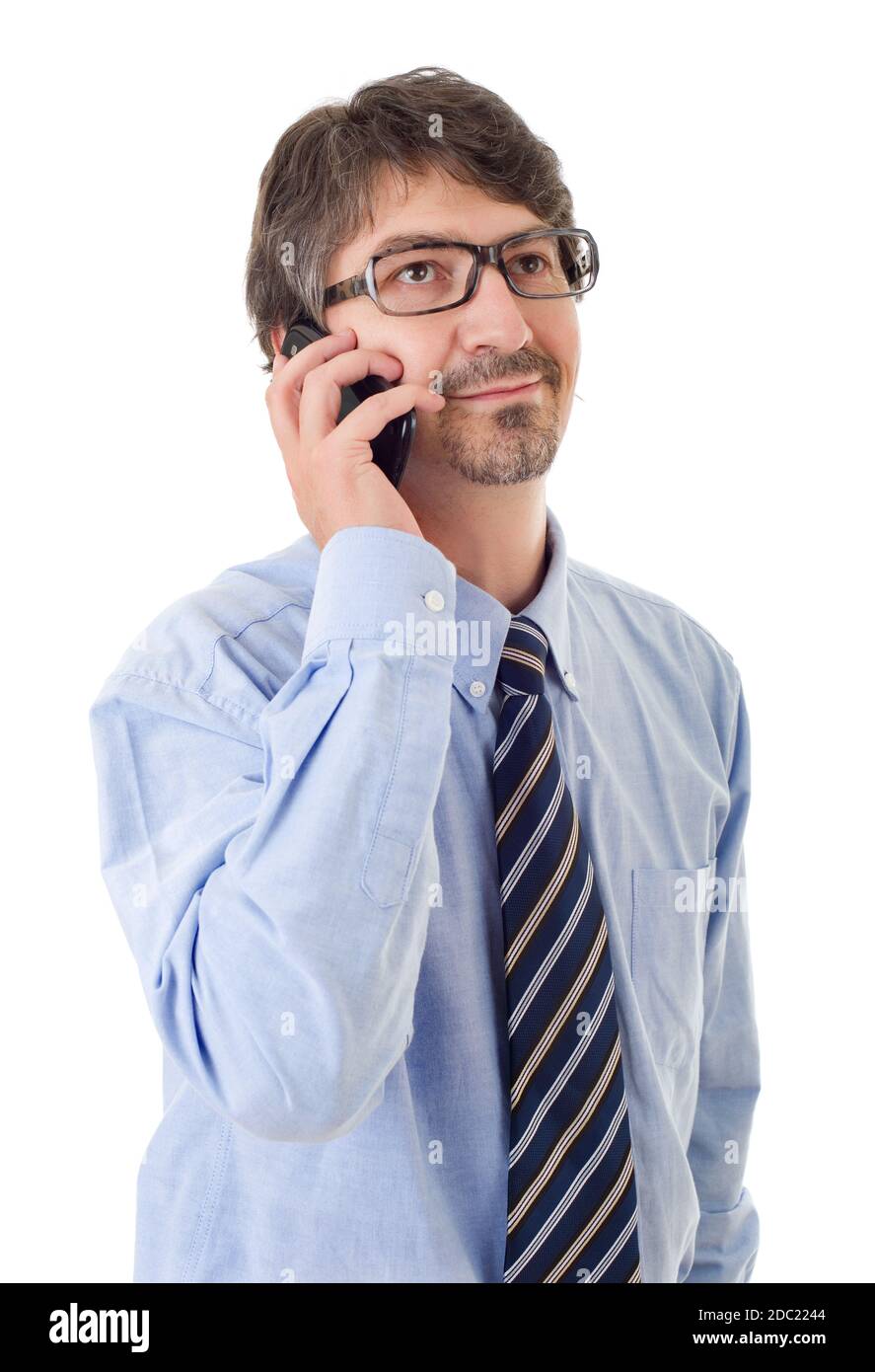 happy business man on the phone, isolated Stock Photo - Alamy